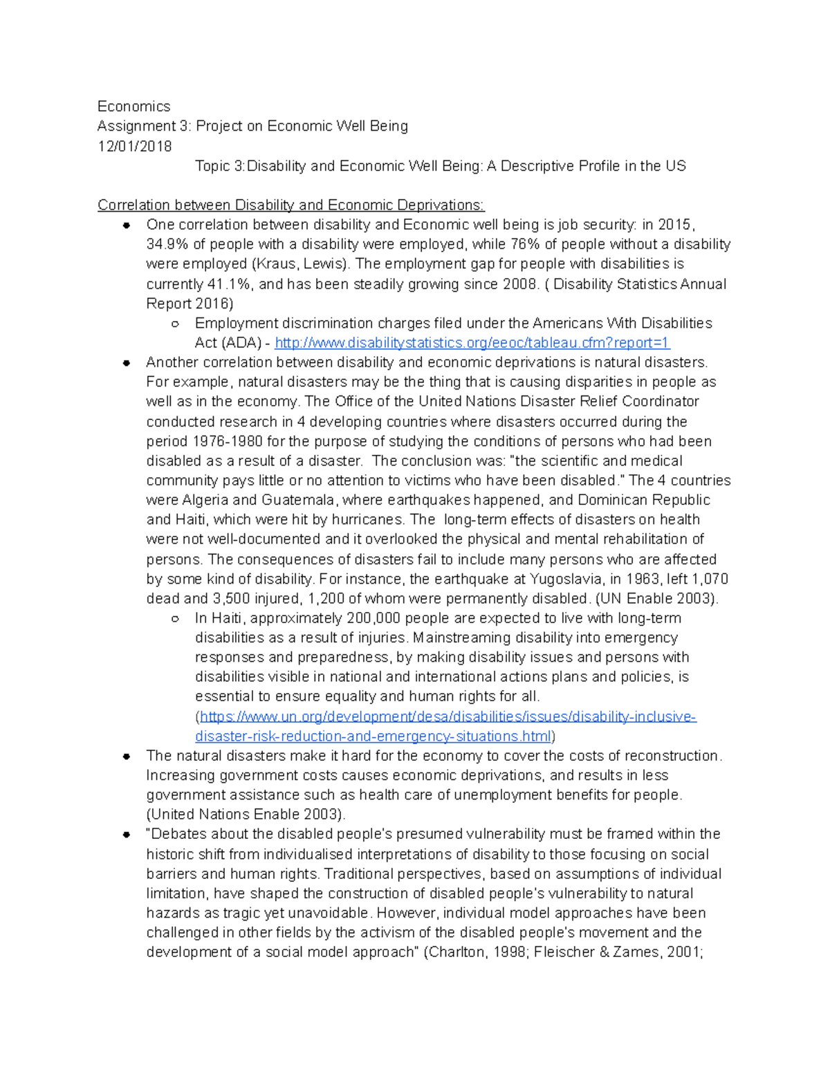 Project for Economics Course -Assignment - Economics Assignment 3 ...