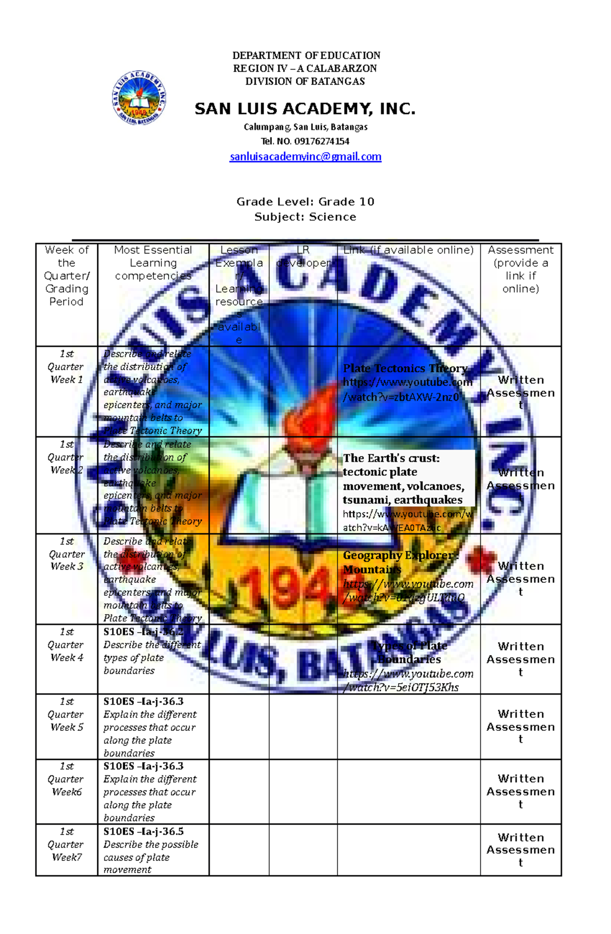 Melcs Science 10 - These are the list of competencies that must be ...