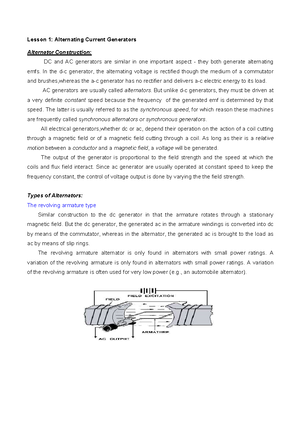 Lesson 5 Tests on Alternators - Lesson 5: Tests on Alternators To ...