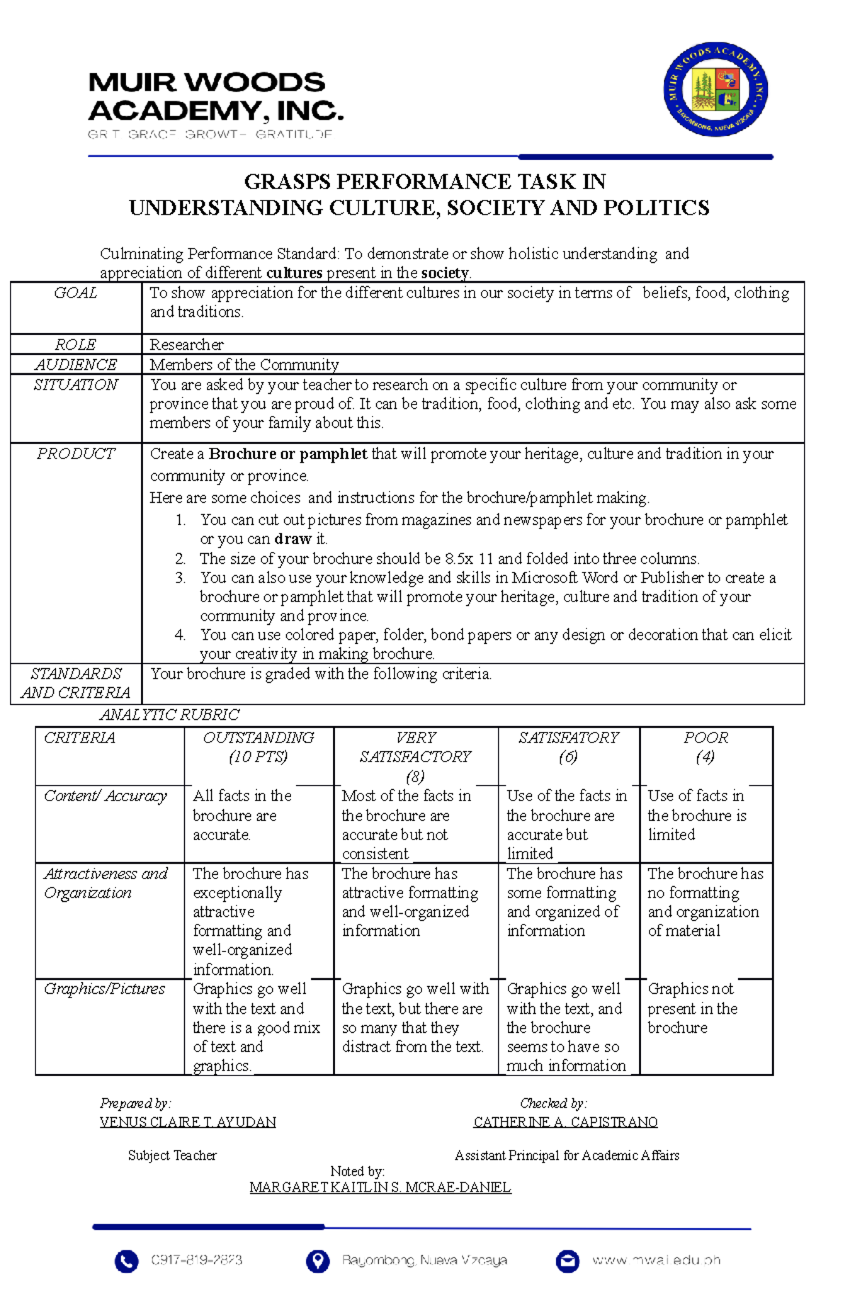 UCSP-PT - Pls read - GRASPS PERFORMANCE TASK IN UNDERSTANDING CULTURE ...
