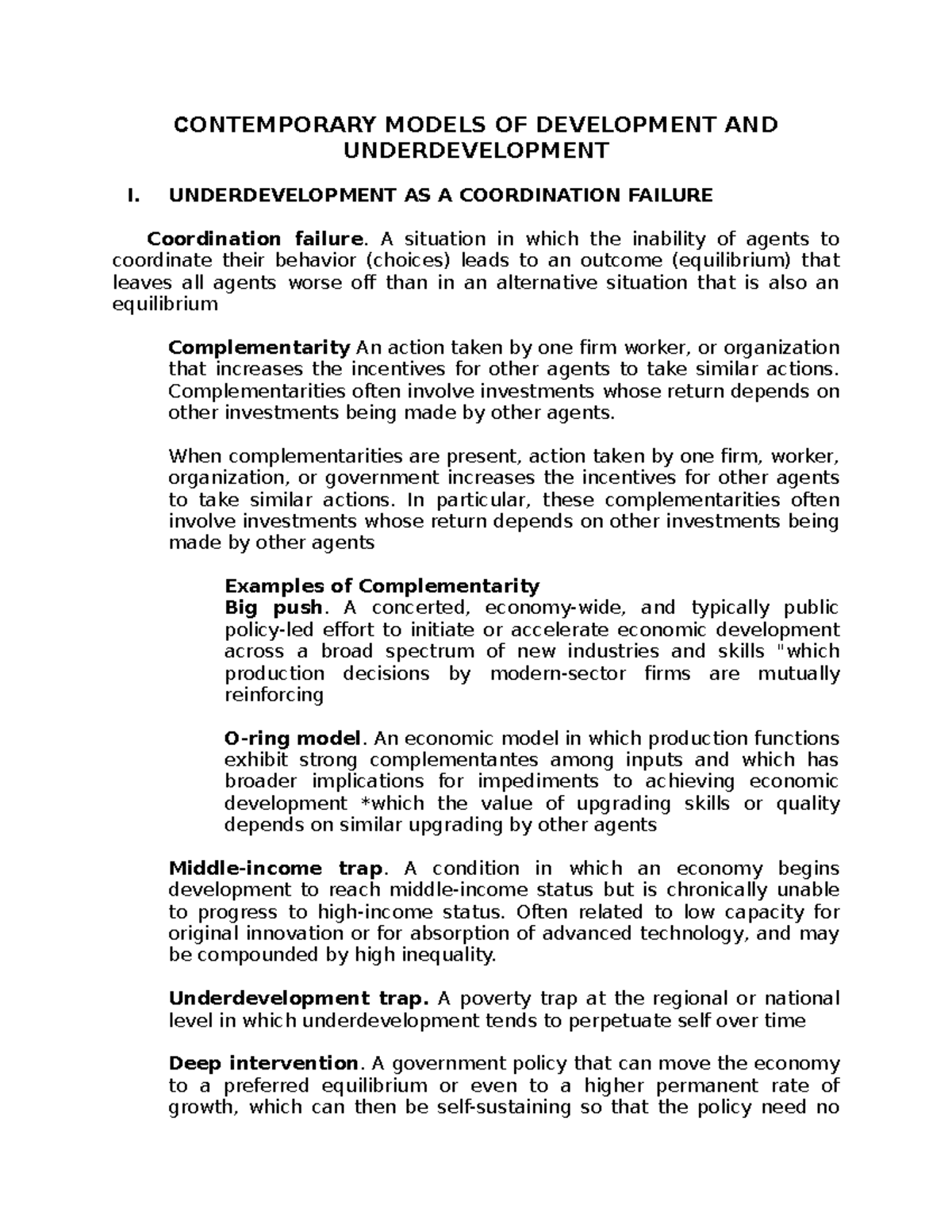 C4 ECN - Economics Minor - CONTEMPORARY MODELS OF DEVELOPMENT AND ...