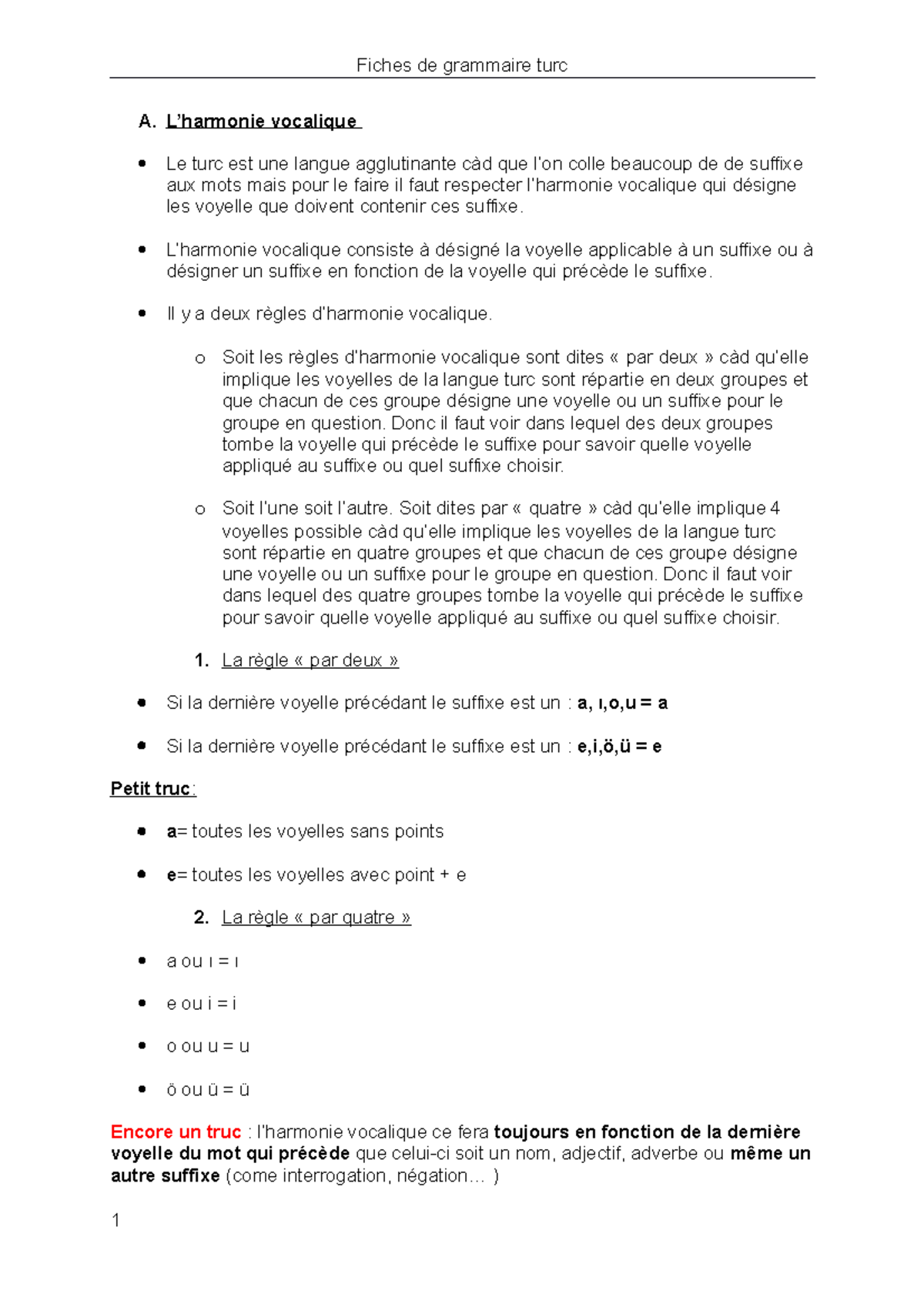 Fiches-de-grammaire - fiches de grammaire en turc - A. L’harmonie ...