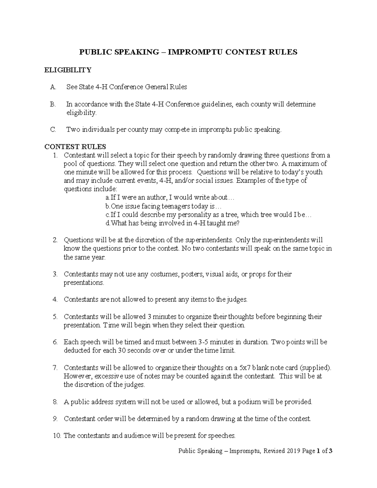 Public speaking impromptu 2019 - Public Speaking – Impromptu, Revised ...