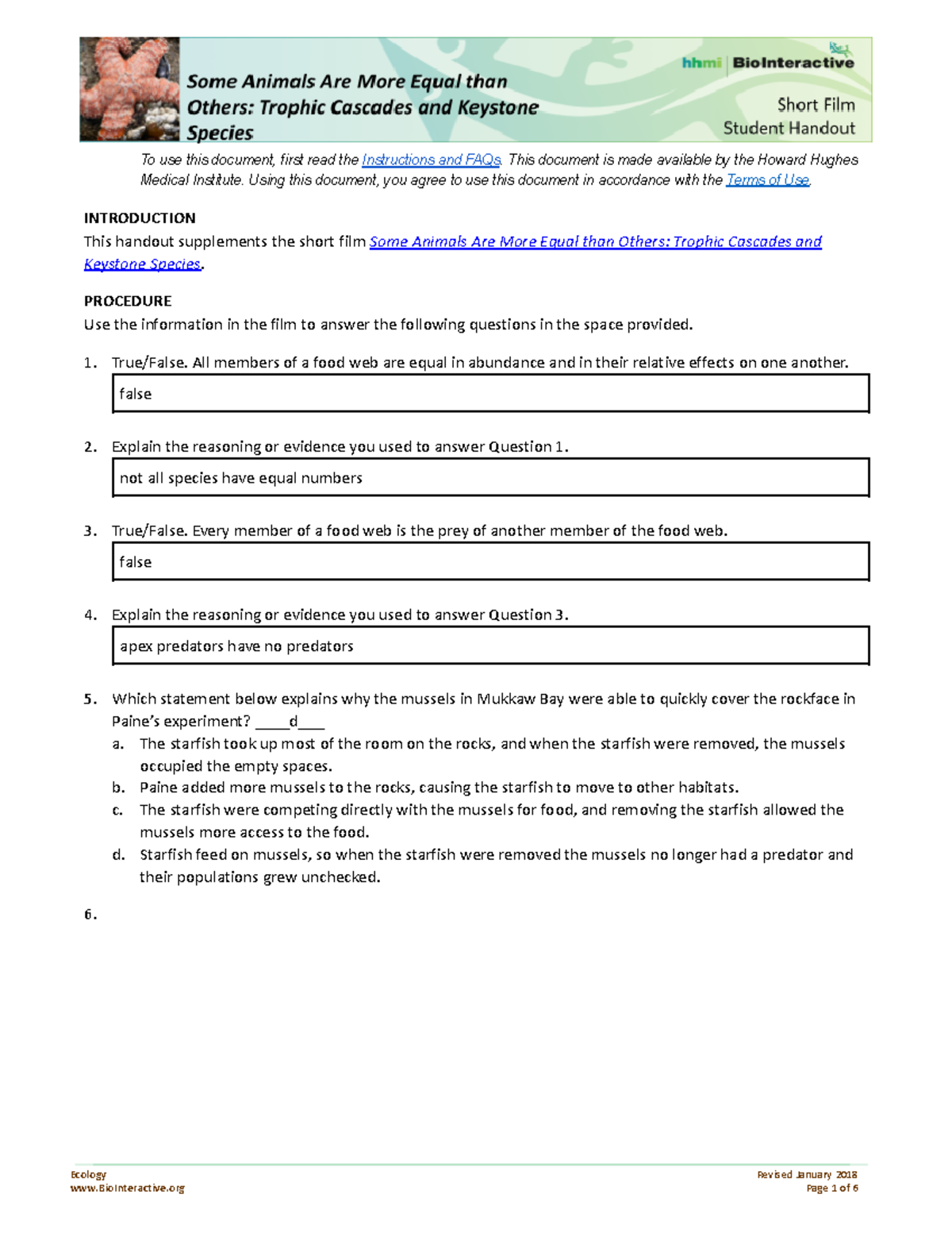Ali Mohamad - Keystone species and Trophic Cascade - 7644190 - To use ...