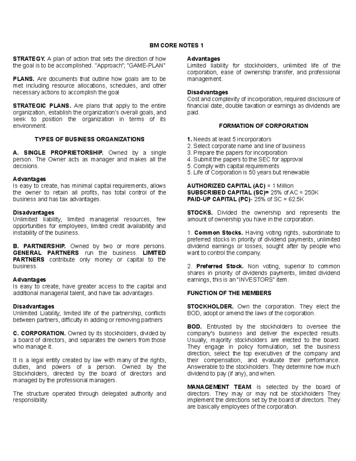 BM CORE Notes PPT - about business management - BM CORE NOTES 1 ...