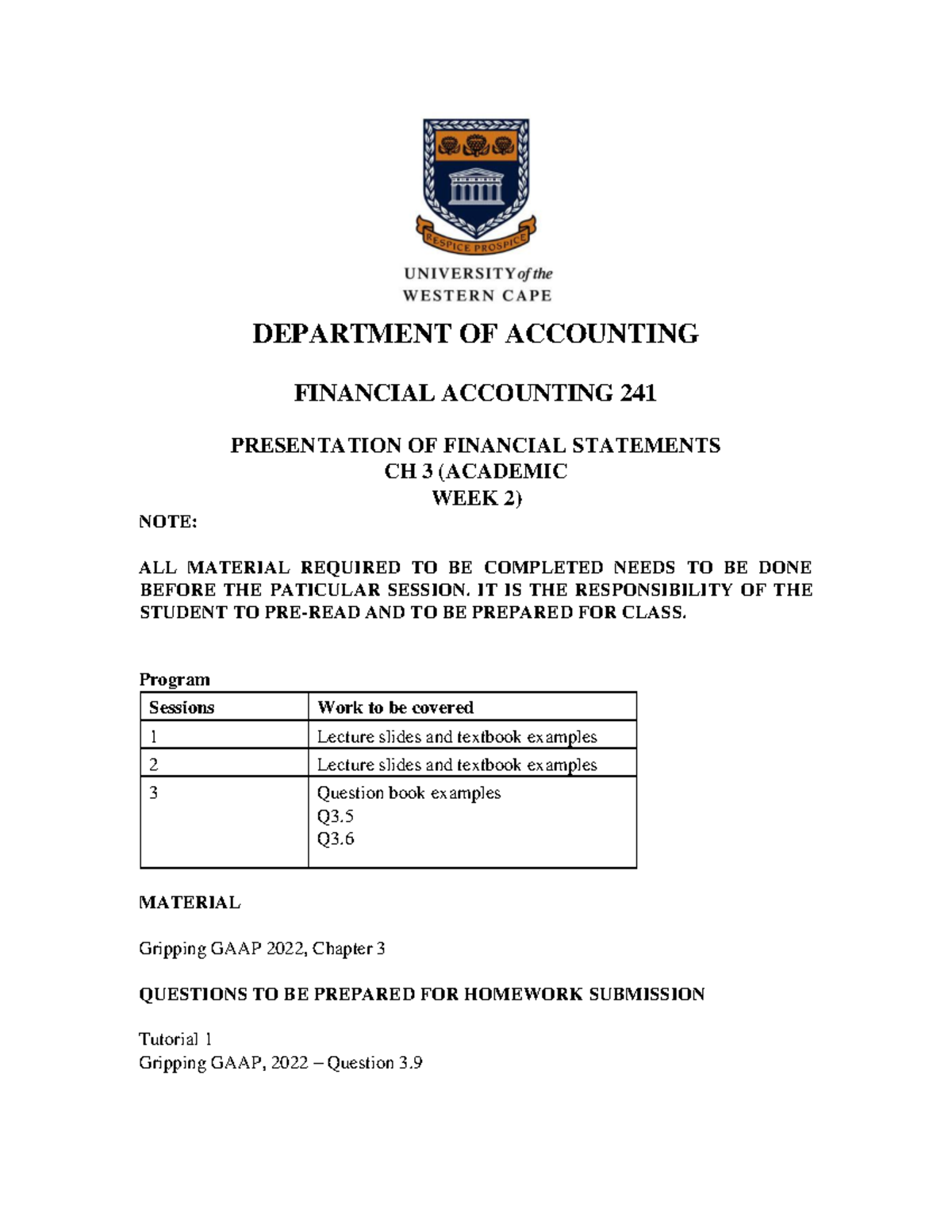 2023 FIA 241 Presentation of Financial Statements - DEPARTMENT OF ...