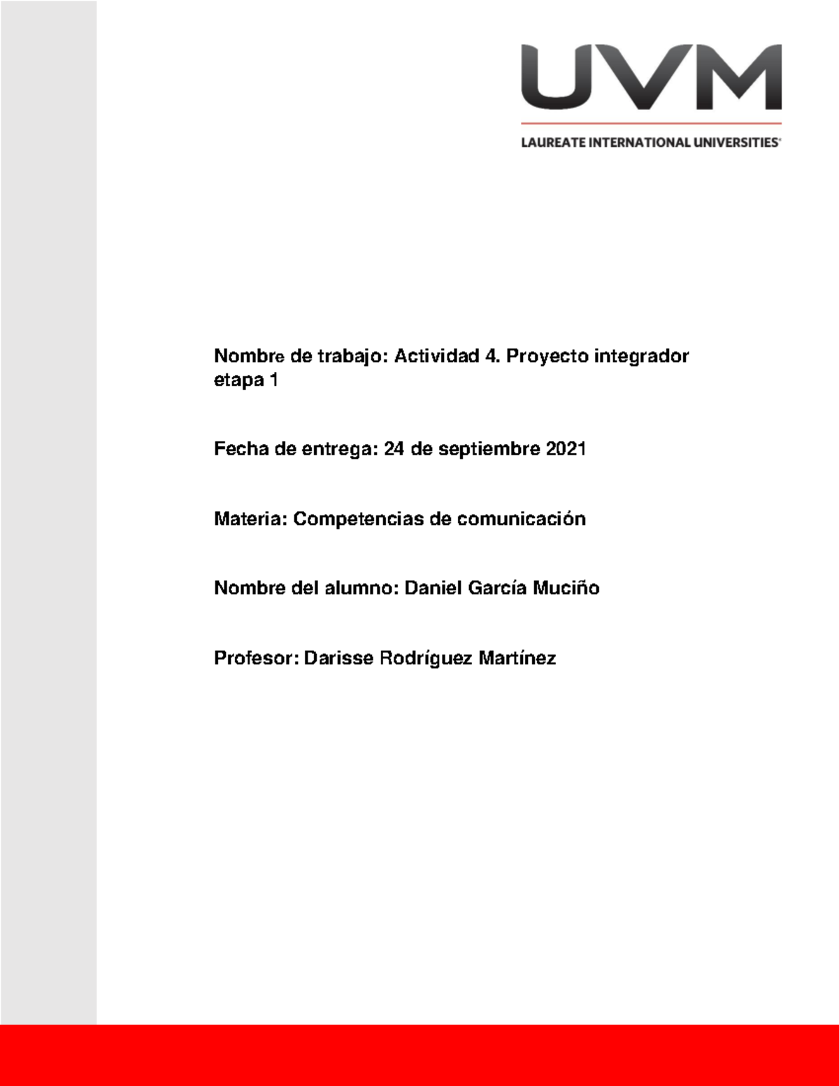 Actividad 4 Proyecto Integrador Etapa 1 Nombre De Trabajo Actividad