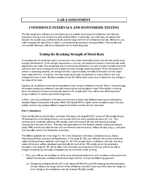 STAT235 LAB 5 Instruction - LAB 5 INSTRUCTIONS LINEAR REGRESSION AND CORRELATION In this lab you ...
