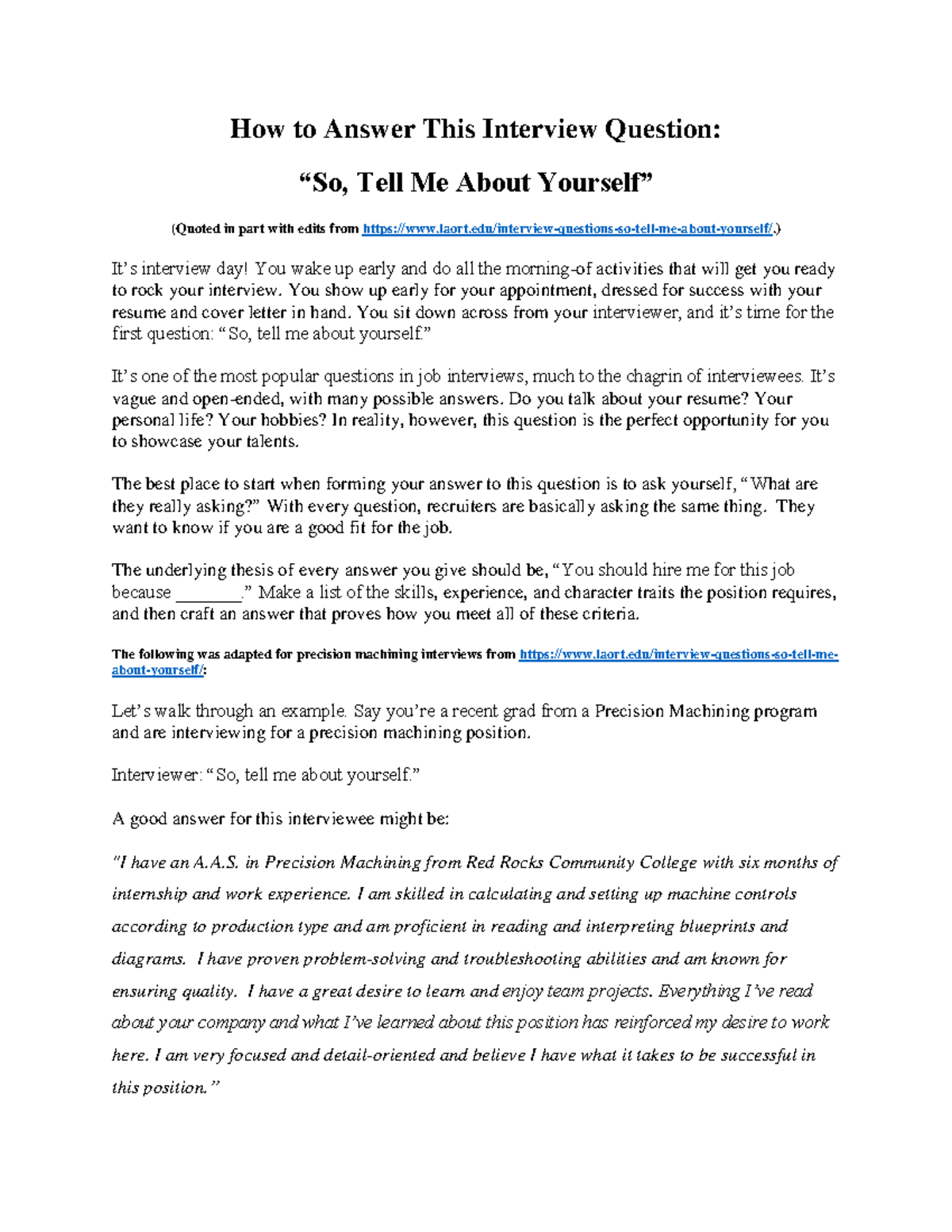 Tell Me About Yourself, Interview Question Tips - How to Answer This ...