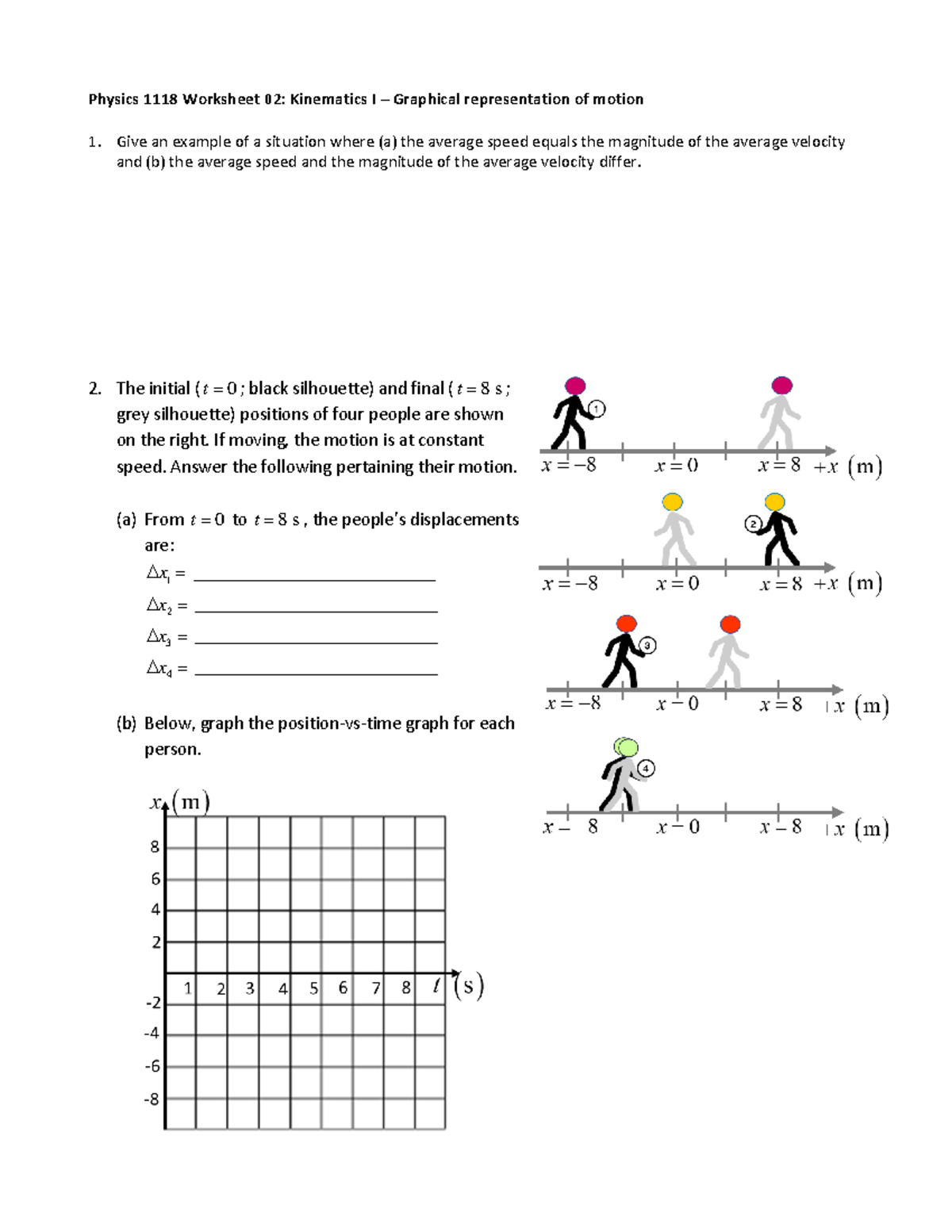 Worksheet 02 Kinematics I - PHYS 1118 - Langara - Studocu