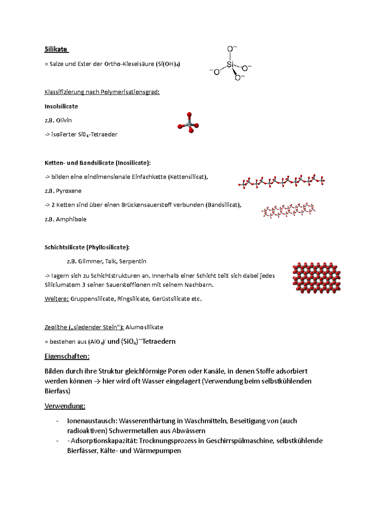 Silicone und Silikate - Zusatzinformationen zur AC1 Vorlesung ...