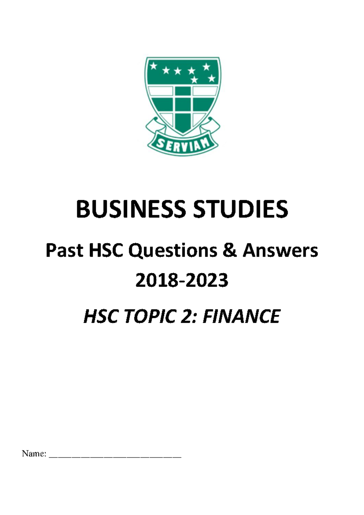 4. Past HSC Short Answer Questions - Finance 2018-2023 - BUSINESS ...