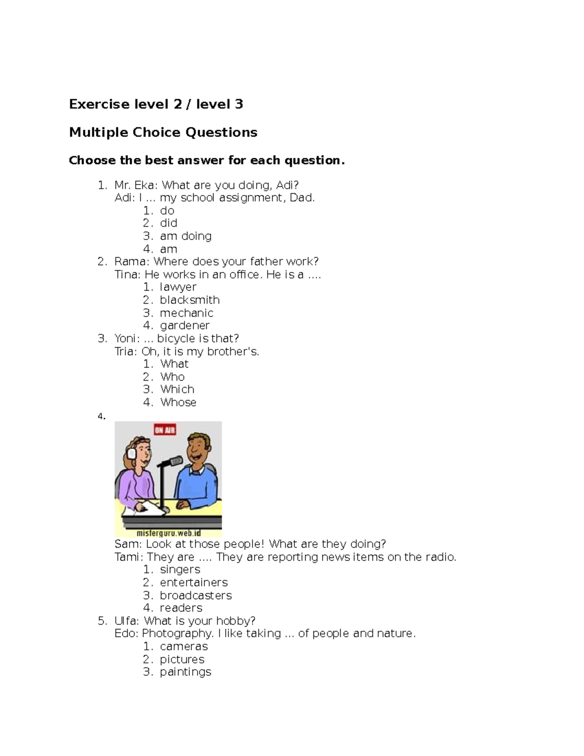 Excercise for kids grade 6 chapter 1 - Exercise level 2 / level 3 ...