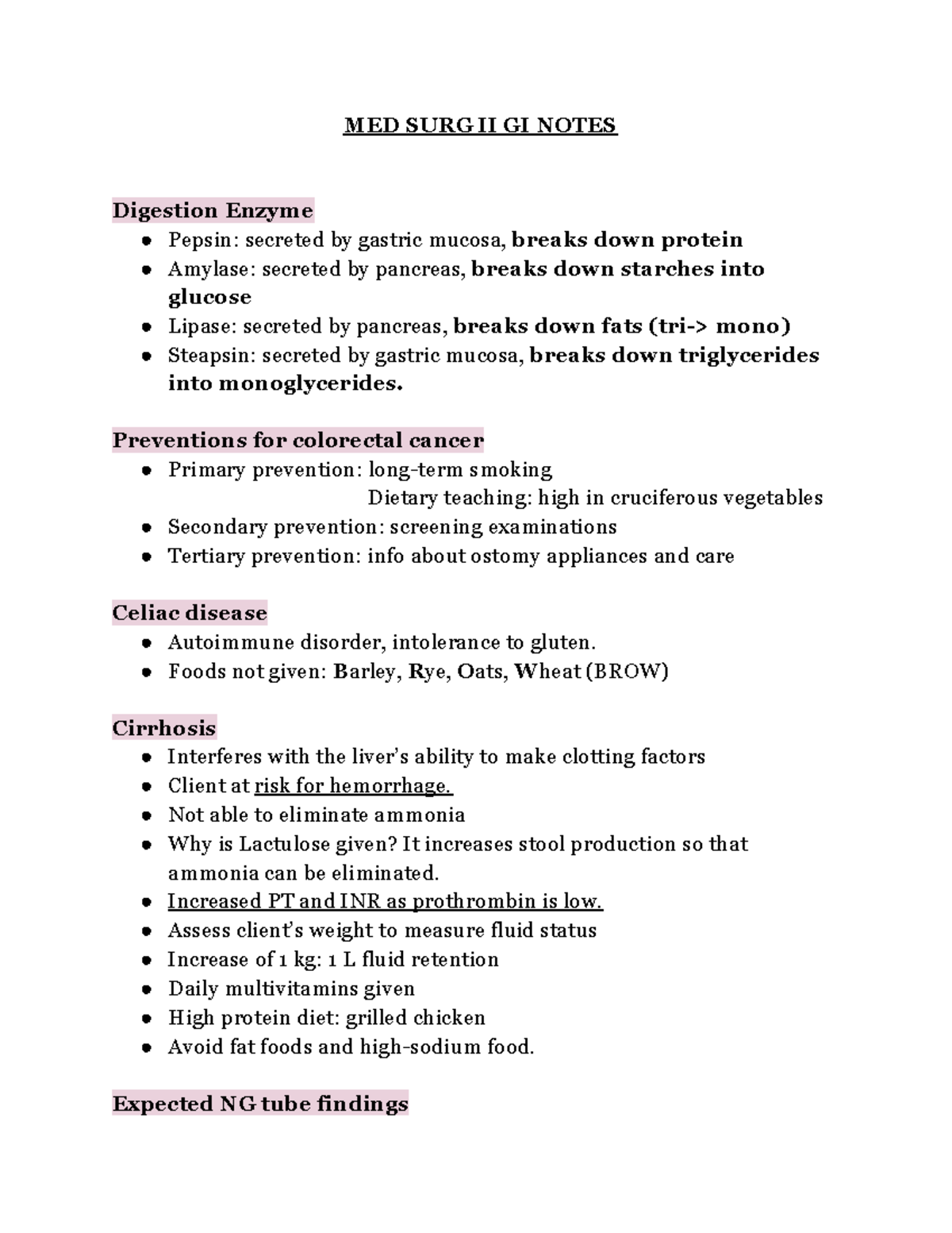 GI - ATI rationales on GI med surg 2 - MED SURG II GI NOTES Digestion ...