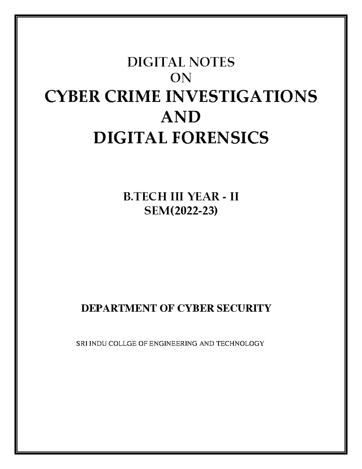 Computer Forensics JNTUH r18 - DIGITAL NOTES ON CYBER CRIME ...