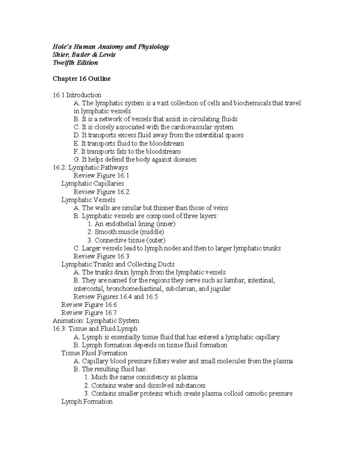 Chapter 16Holes 12e MSWord Outline 2008 - Hole’s Human Anatomy and ...