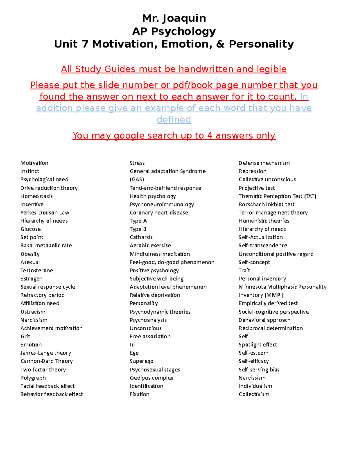 Unit 7 Stuy Guide - fornite battel royal - Mr. Joaquin AP Psychology ...