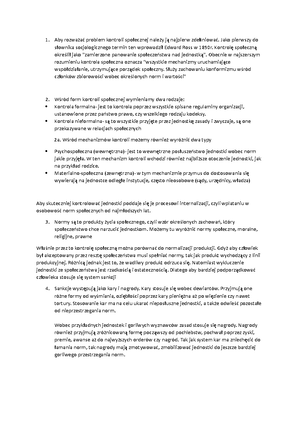 Egzamin socjologia pytania - Egzamin socjologia - wykład Nieplanowane i krótkotrwałe ...