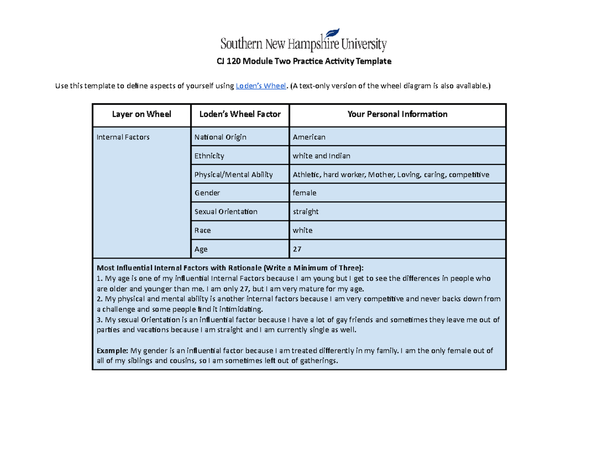 CJ 120 Module Two Practice Activity Template - (A text-only version of ...