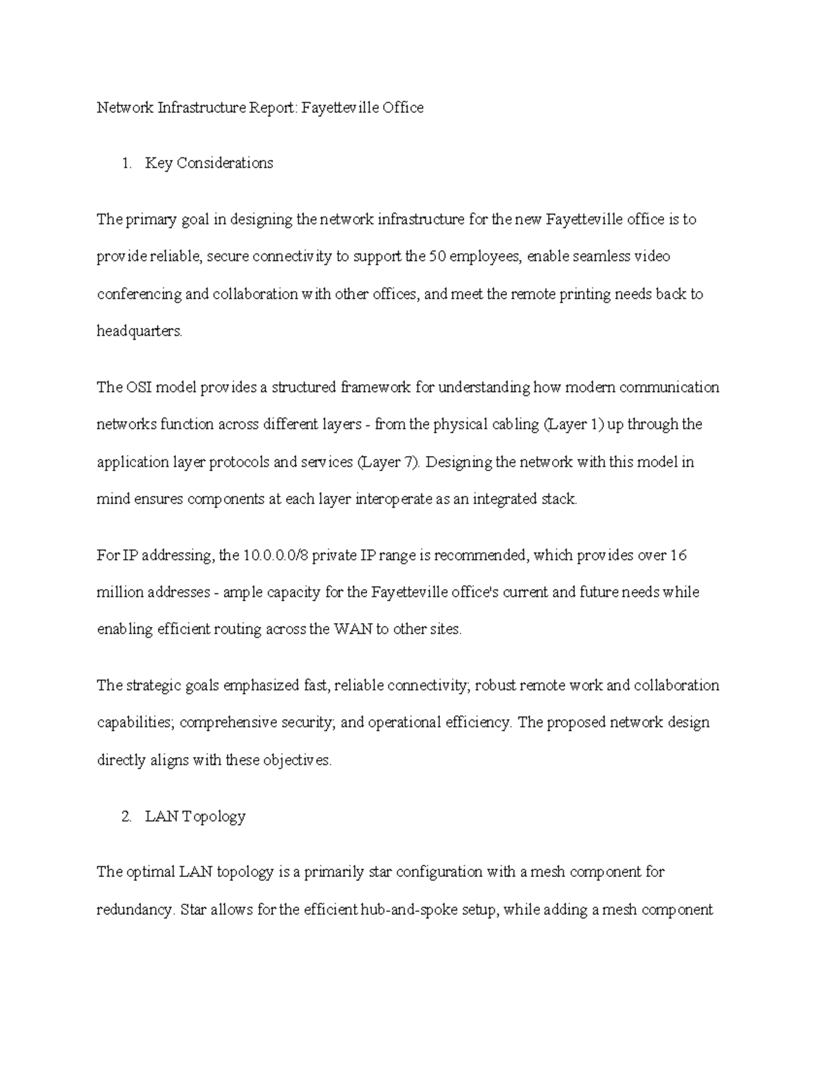 IT-212 7-1 Project - Network Infrastructure Report: Fayetteville Office ...