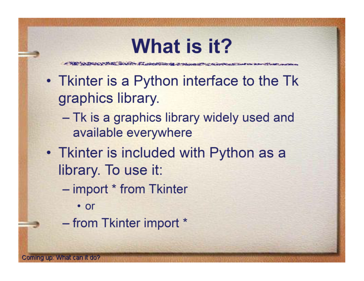 Tk Inter Basically the same thing about the topic - Computer science ...