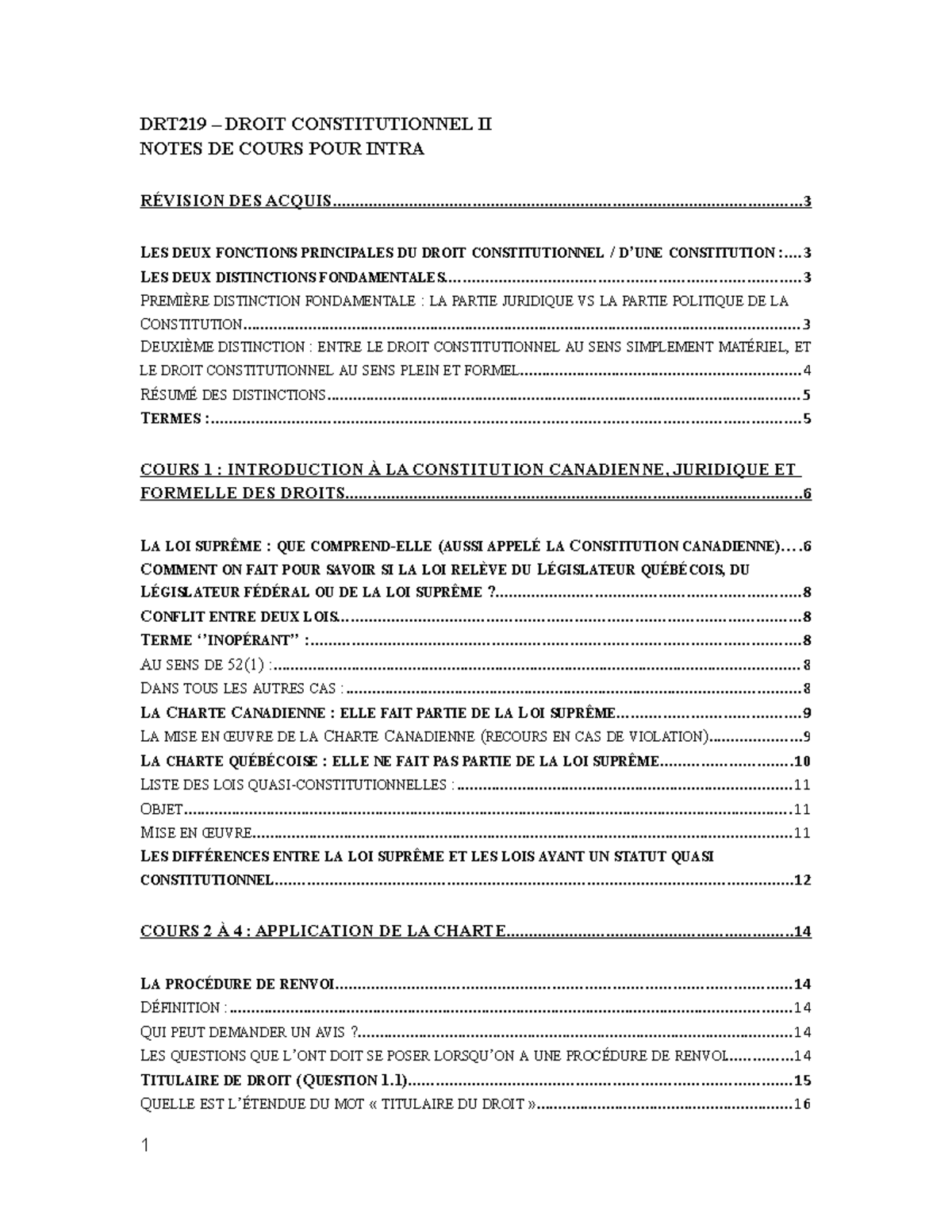 DRT219 Intra Notes de cours - DRT219 – DROIT CONSTITUTIONNEL II LES ...