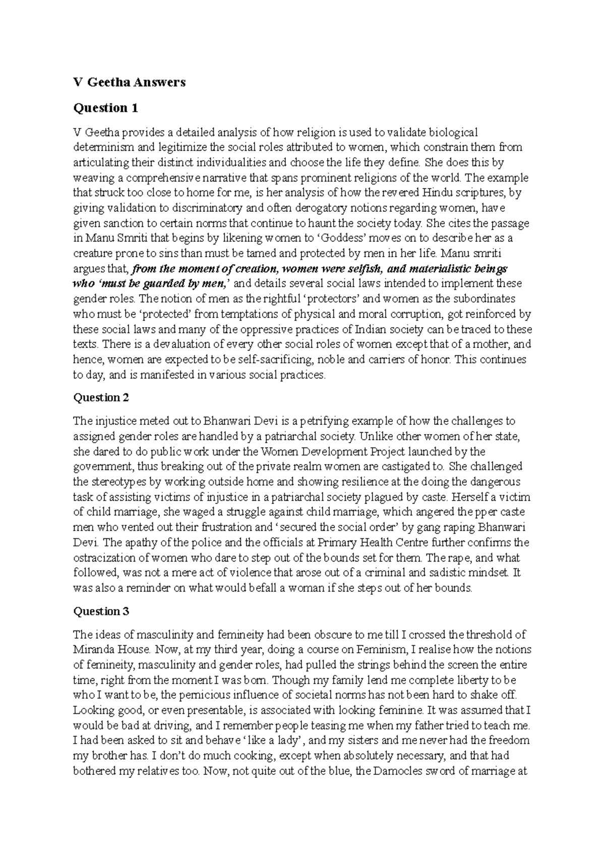 V Geetha Answers - Lecture notes 1-3 - V Geetha Answers Question 1 V ...