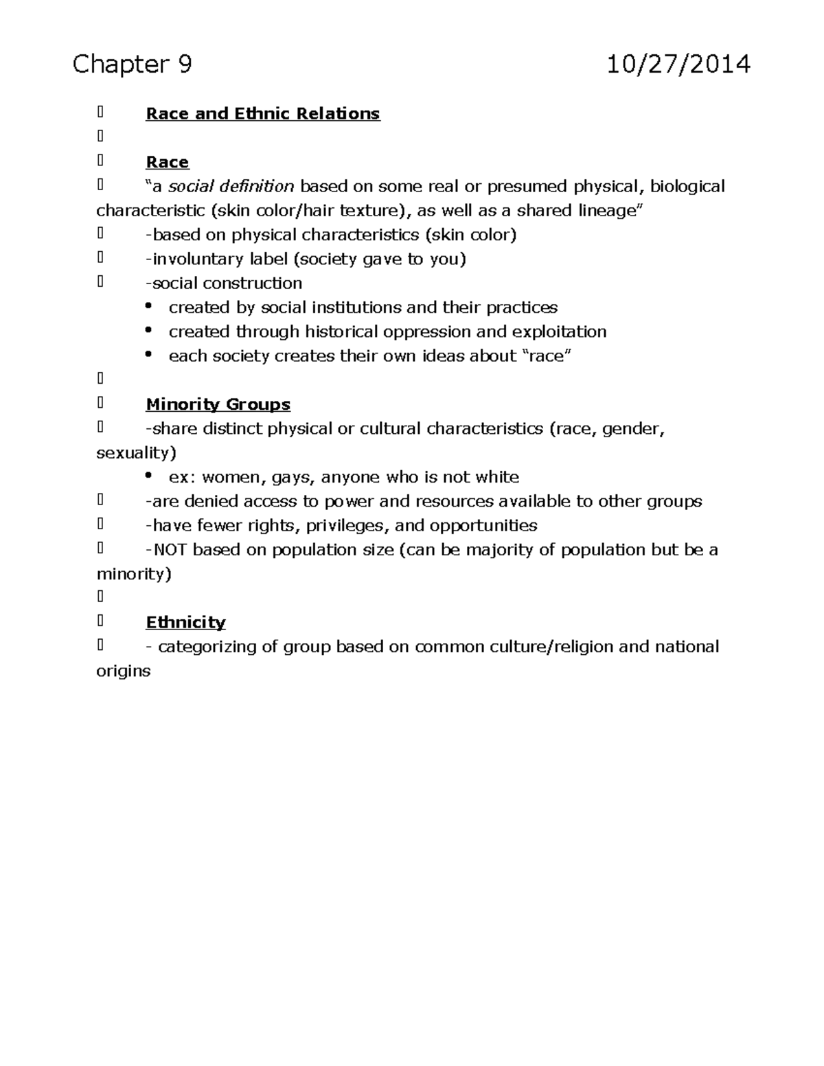 Chapter 9 - Lecture on Race and Ethnic Relations taught by Isabelle Lee ...