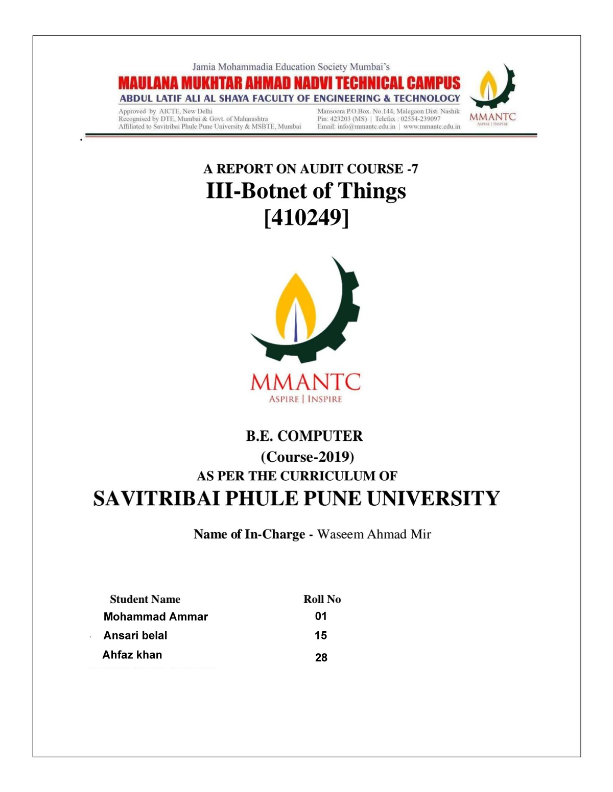 Botnet 77 - Computer Engineering - Mohammad Ammar 01 01 Ansari belal 15 ...