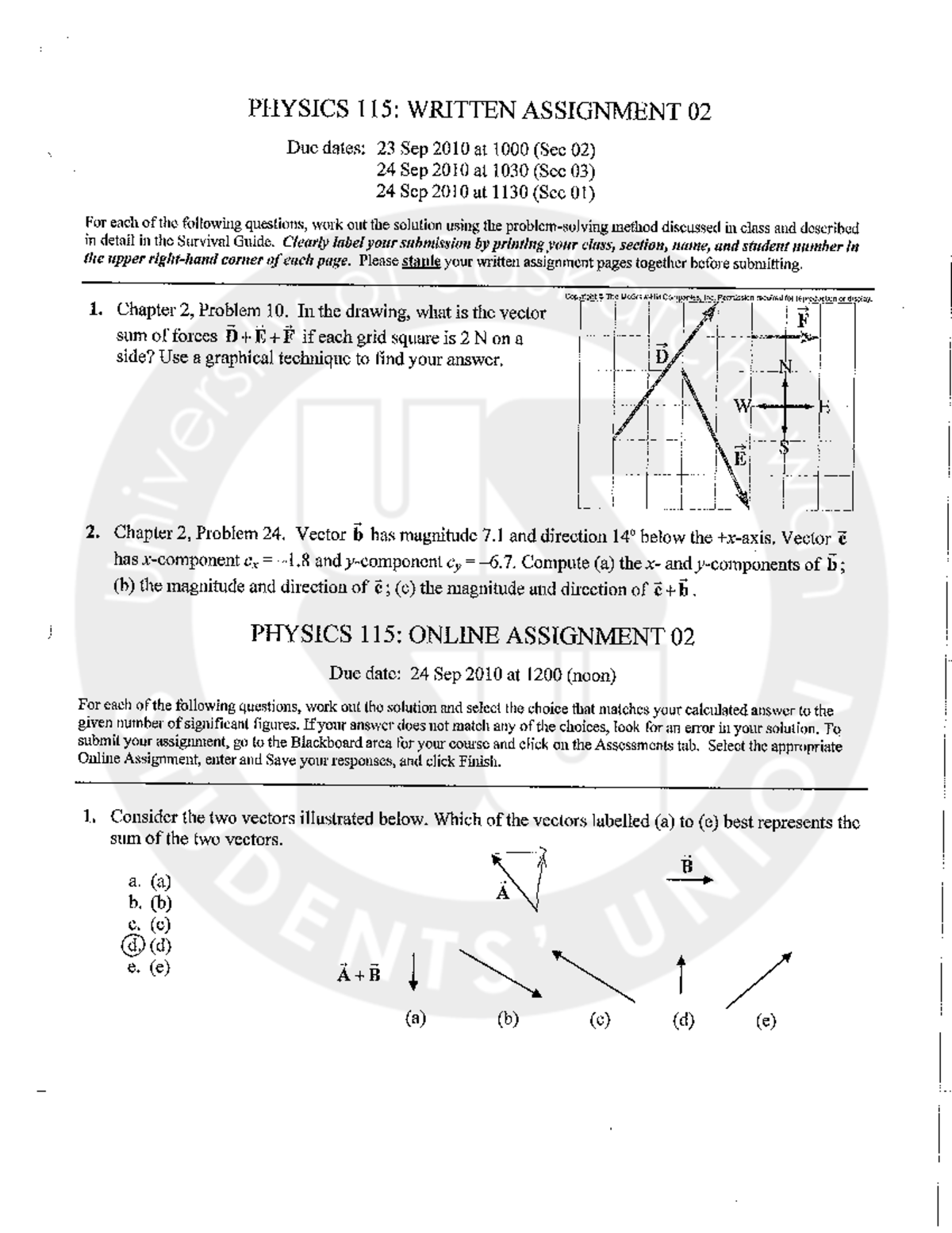 A2 2010 Physics 115 - Written assignment 2 - PHYSICS 115: WRITTEN ...