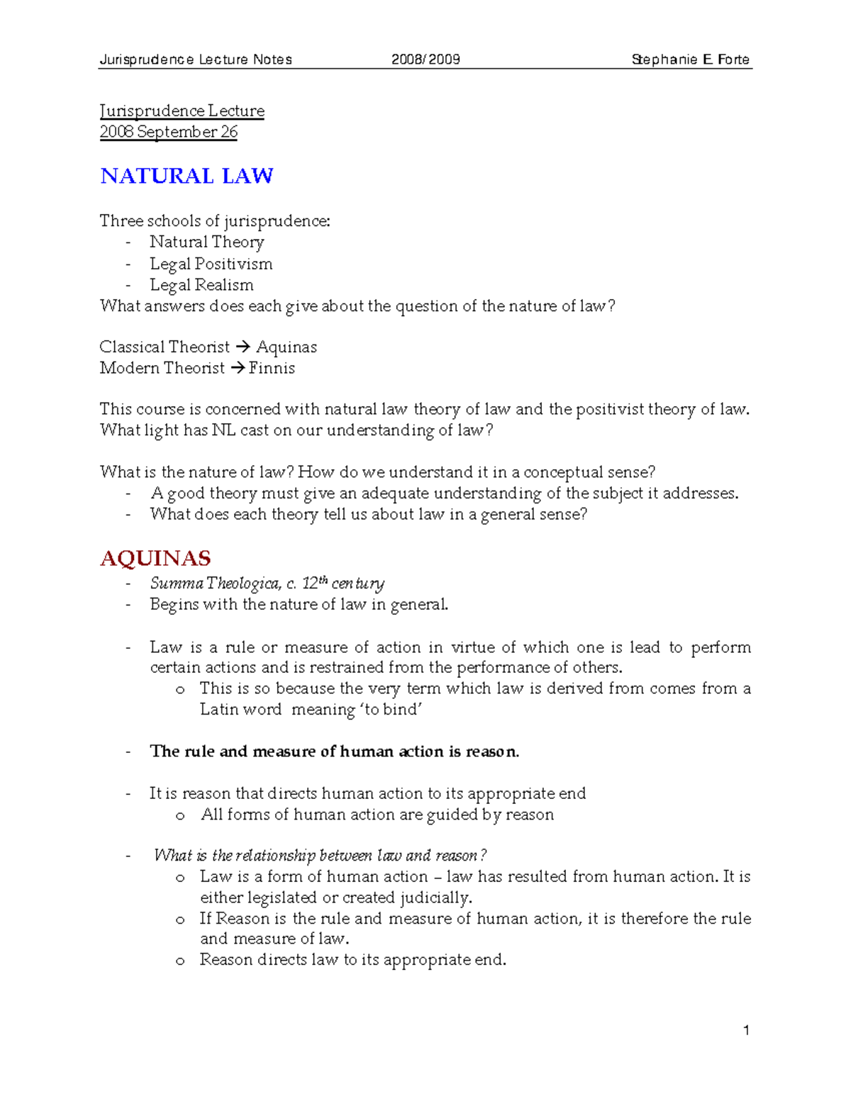 Jurisprudence Lecture Notes & Materials 2008 - Jurisprudence Lecture ...