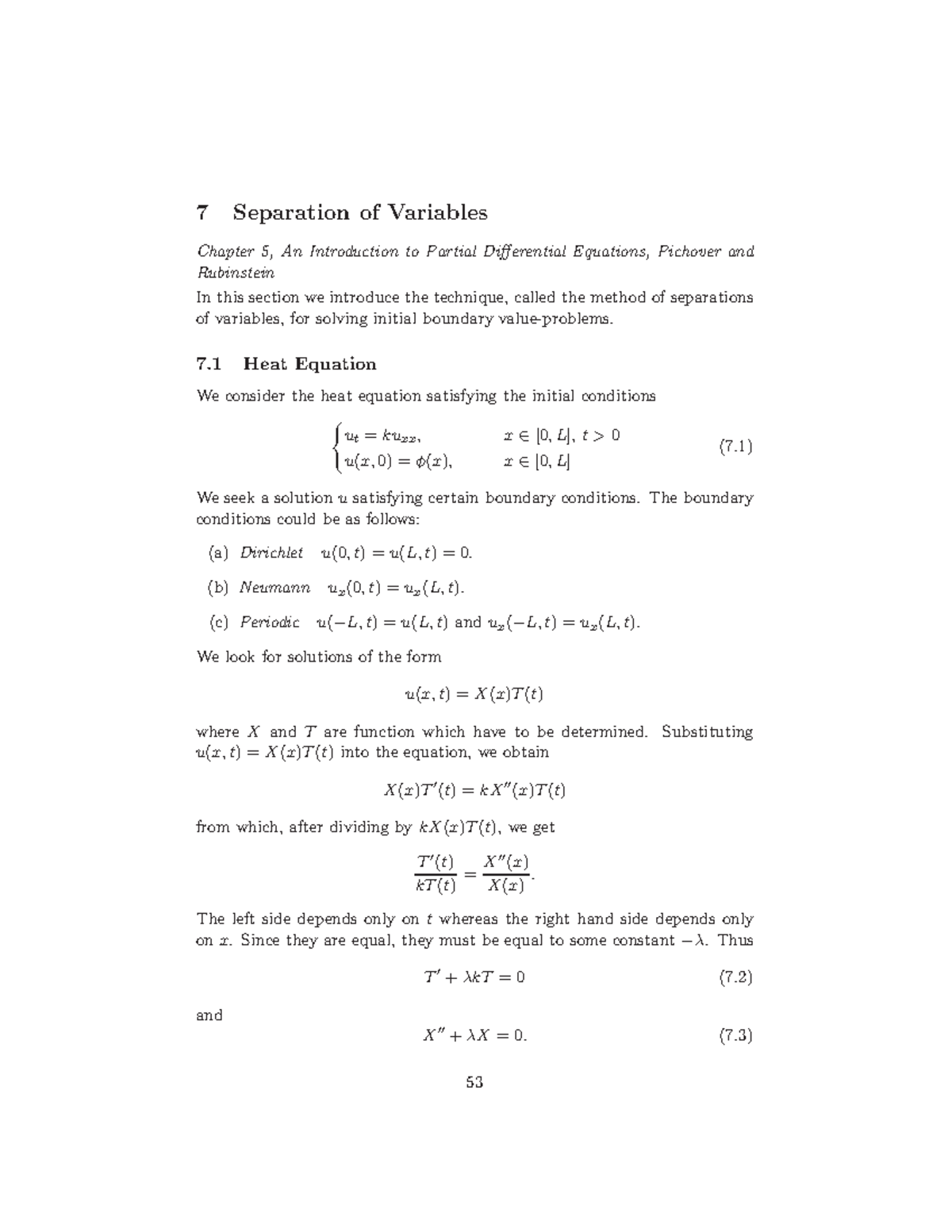 Notes 412 7 - 7 Separation of Variables Chapter 5, An Introduction to ...