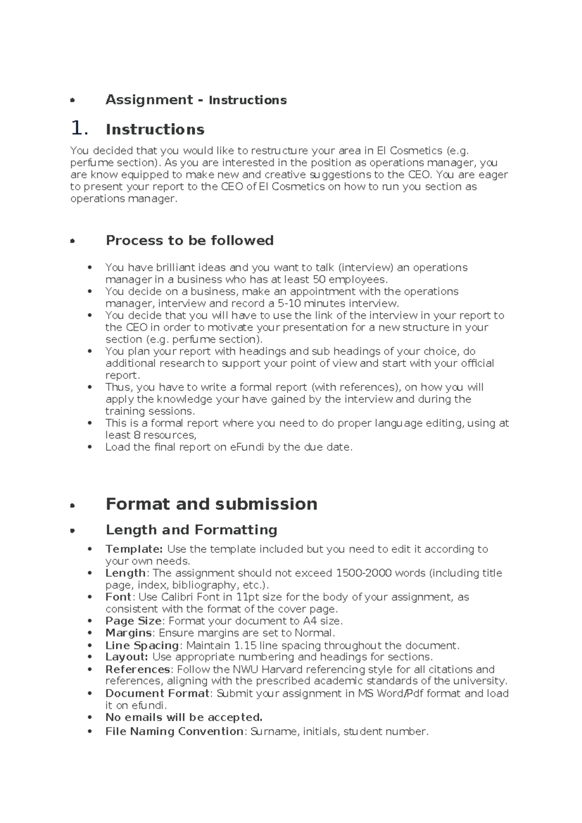 Individual Assignment - Operations Management - Assignment - Instructions 1. Instructions You ...