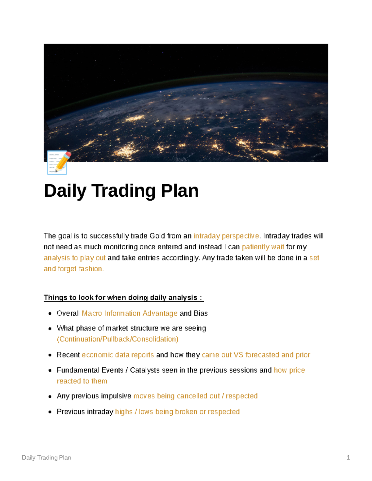 Daily Plan - Trading Stuff. - 📝 Daily Trading Plan The goal is to ...