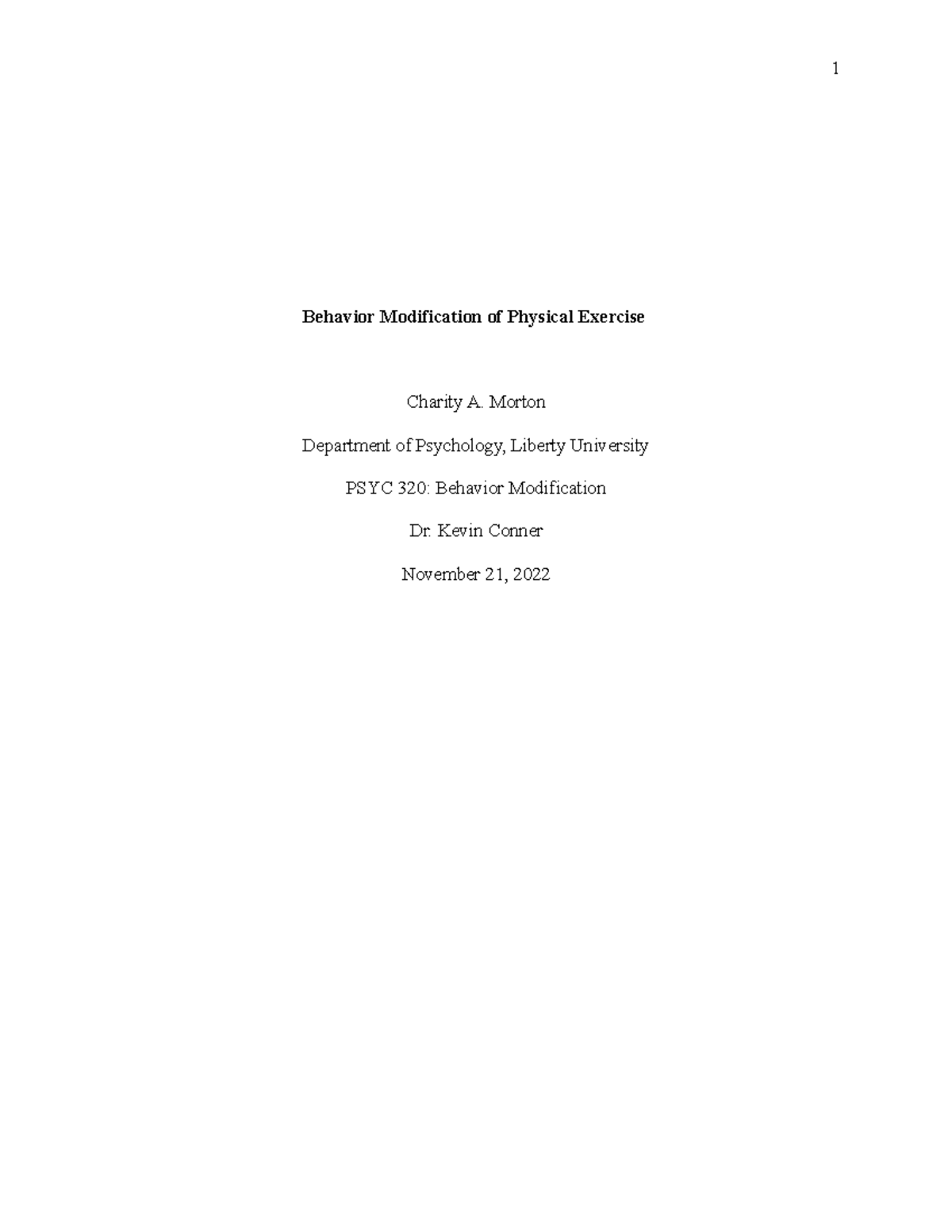 Behavior Modification Project Baseline Phase Report - 1 Behavior ...