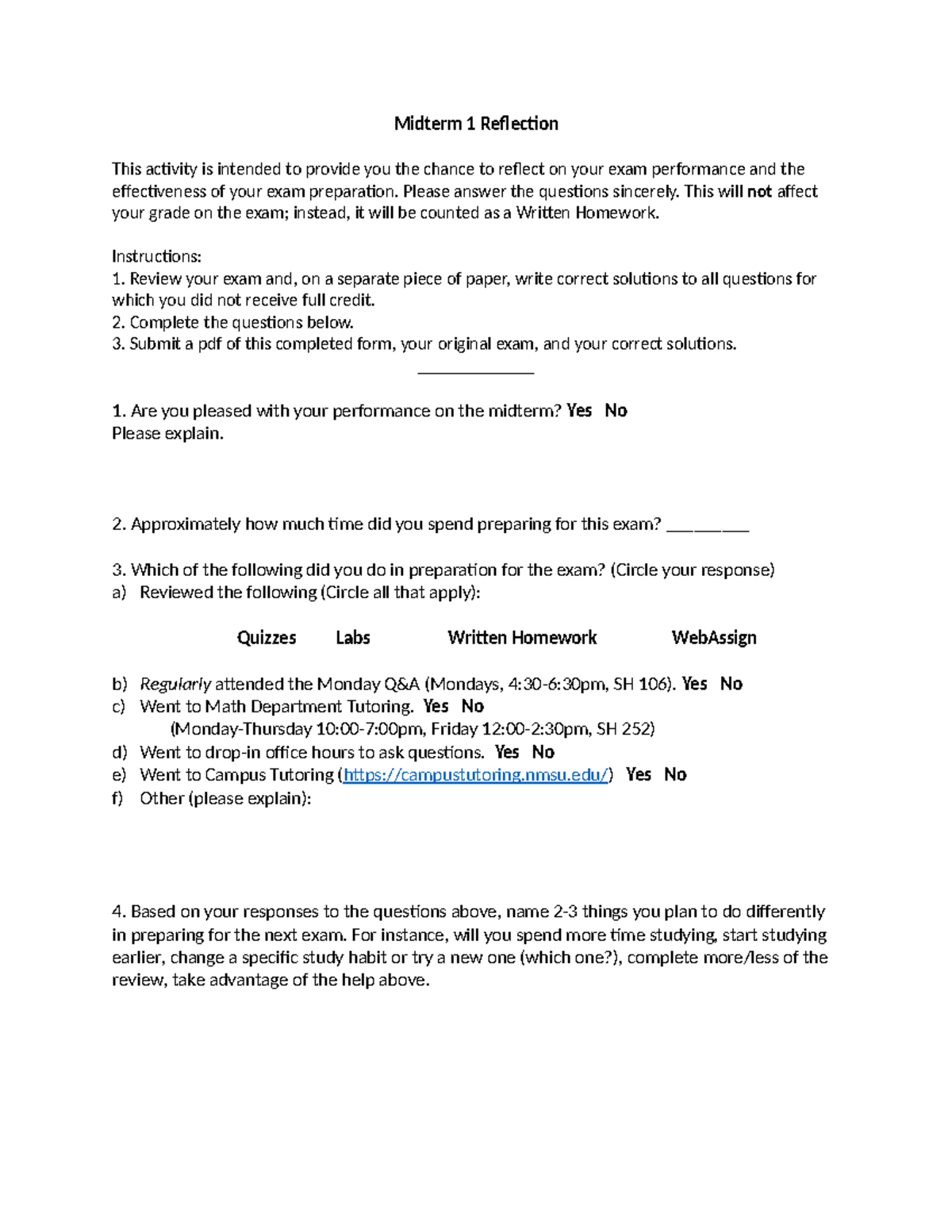 Midterm 1 Reflection - Midterm 1 Reflection This activity is intended ...