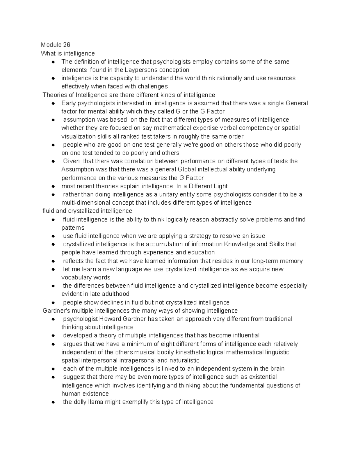 Sectin 6 chapter 9 - intelligence - Module 26 What is intelligence The ...