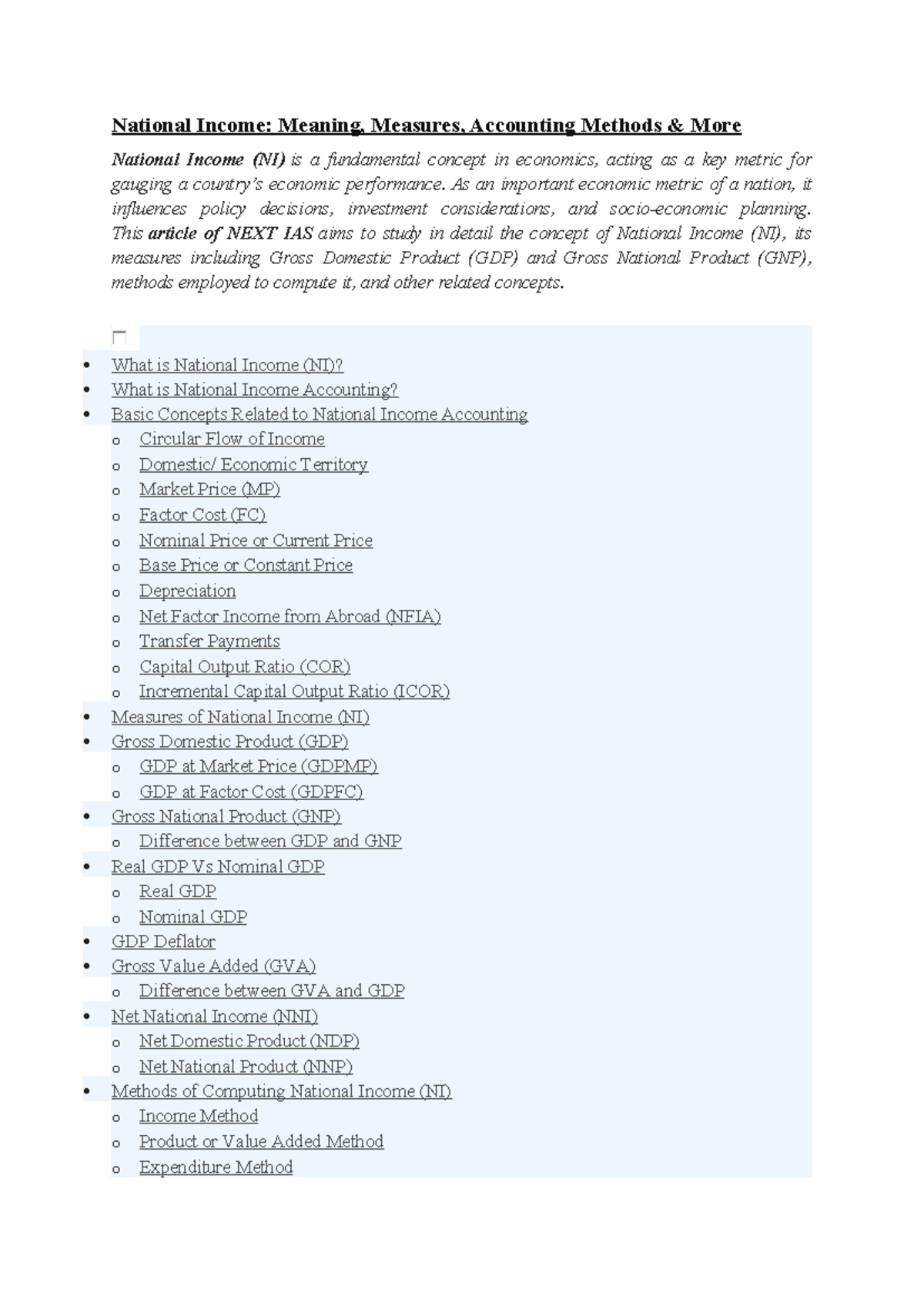 National Income - it talks about Indian Economy - National Income ...