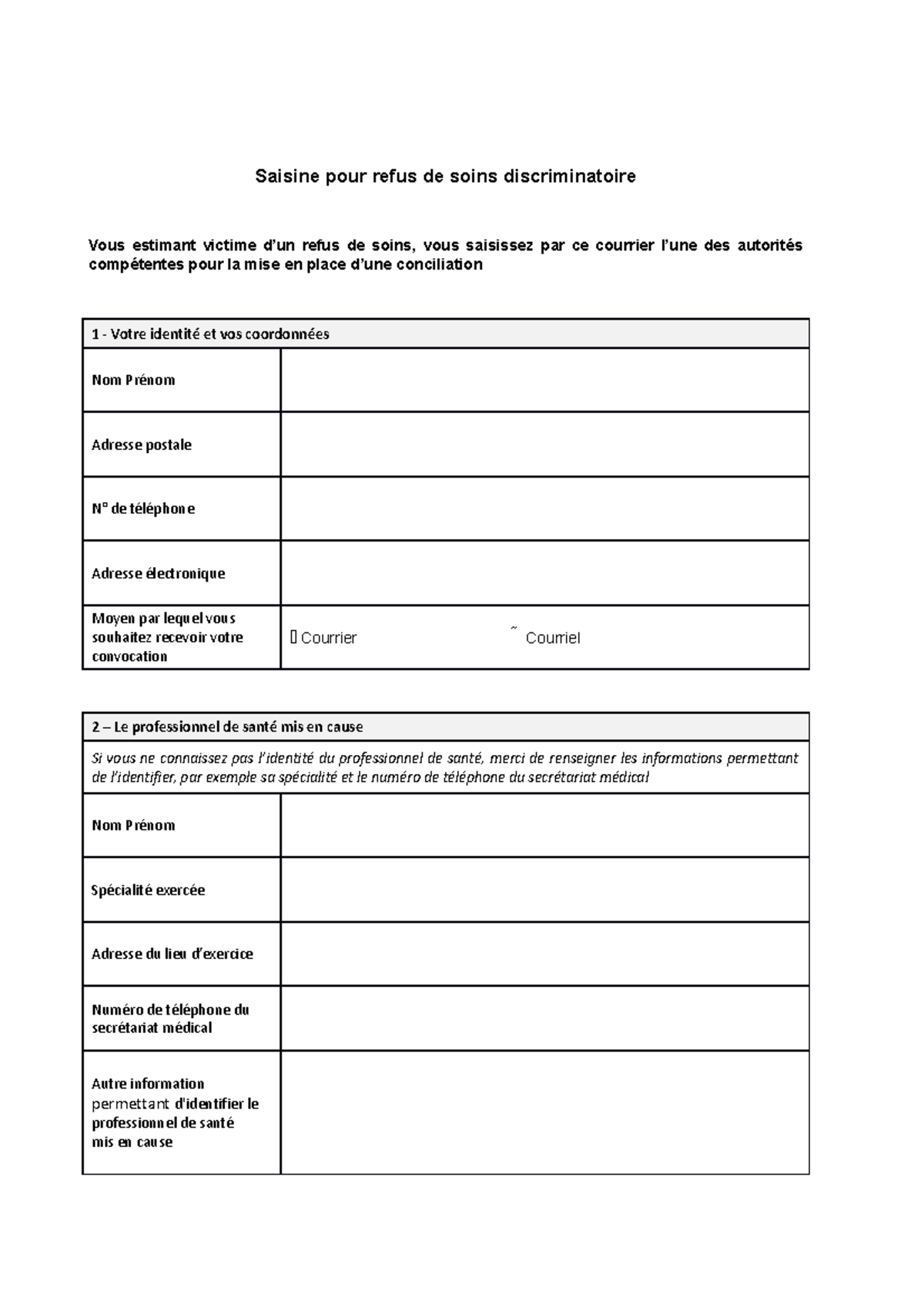 modele de texte 2021 - Saisine pour refus de soins discriminatoire Vous ...