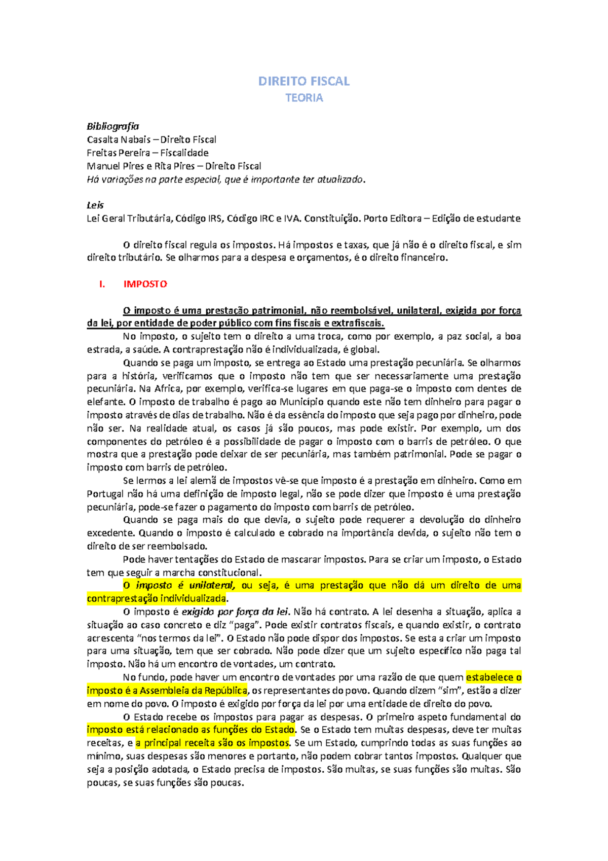 Direito Fiscal resumo do manual de direito fiscal - DIREITO FISCAL ...