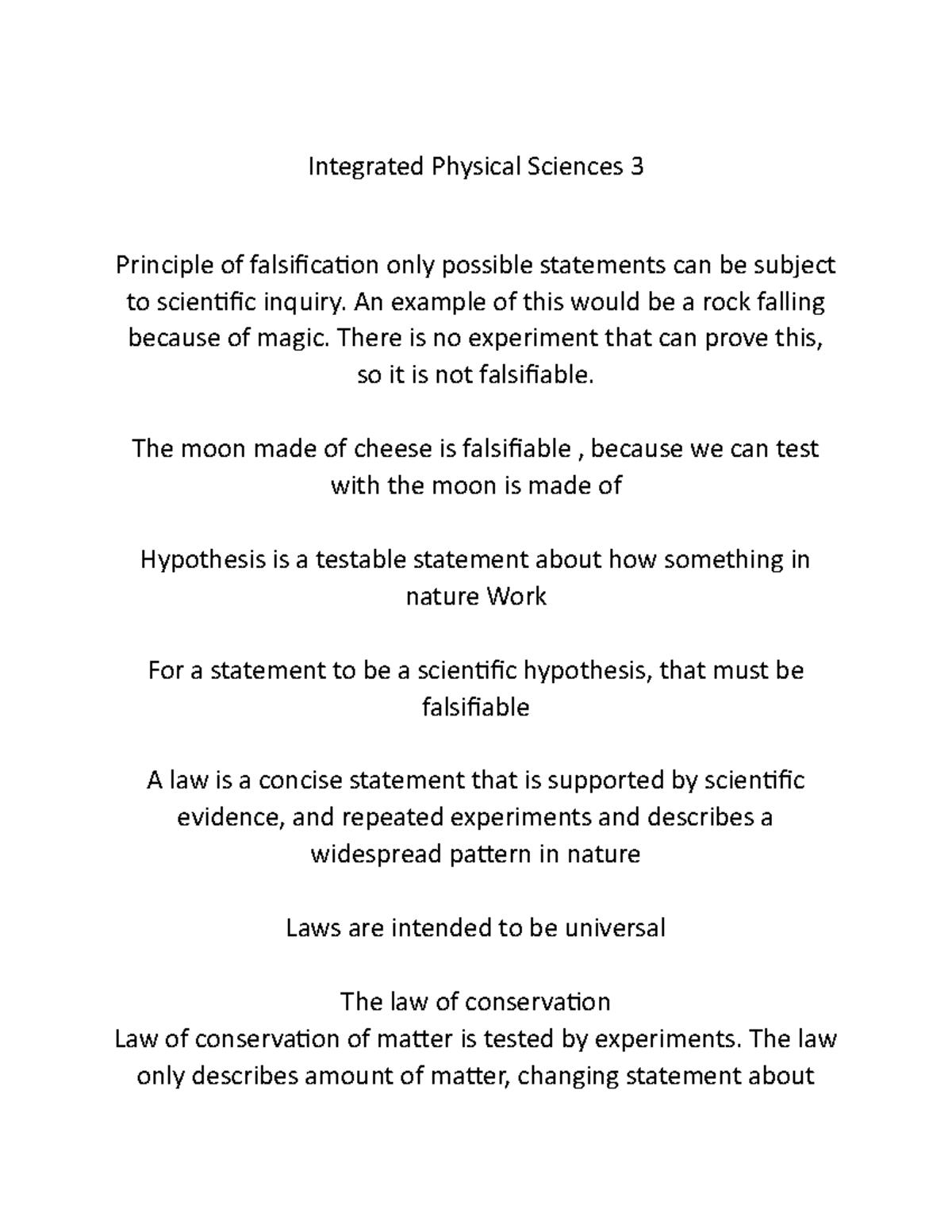 Integrated Physical Sciences 3 - An example of this would be a rock ...