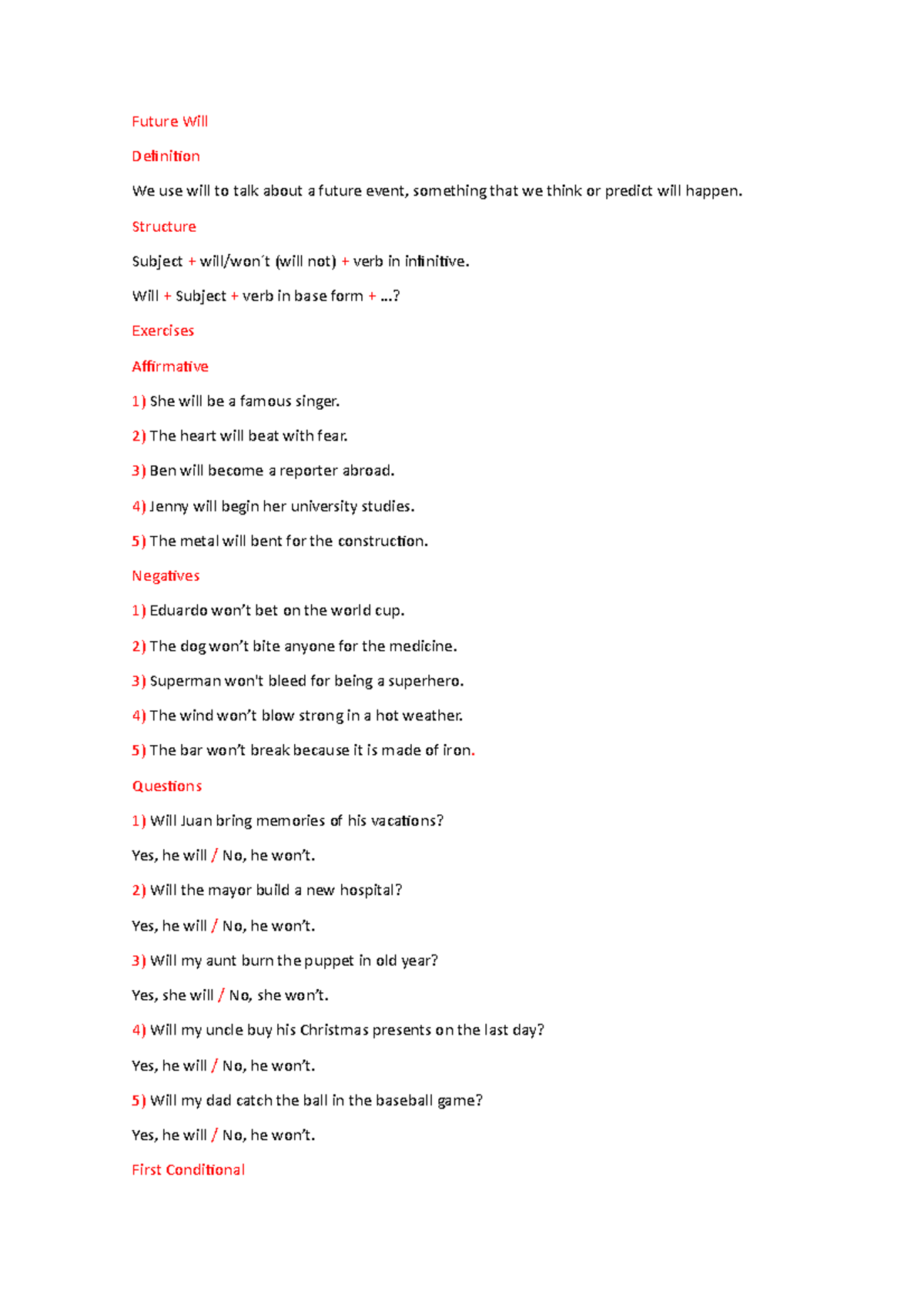 Future Will - Ingles - Future Will Definition We use will to talk about ...