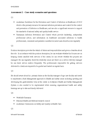 Chcmhs 001 knowledge question - CHCMHS001 (Knowledge Question) Answer: a. Anxiety disorder ...