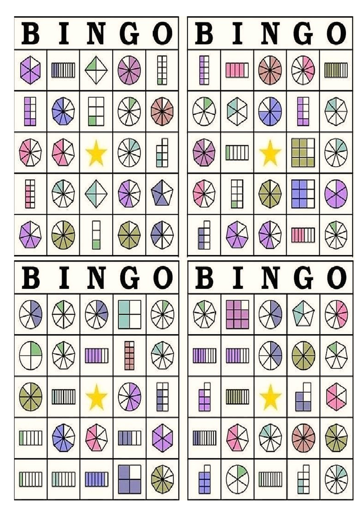 Fichas DE Bingo - MATERIAL EDUCATIVO PARA TRABAJAR LAS FRACCIONES ...