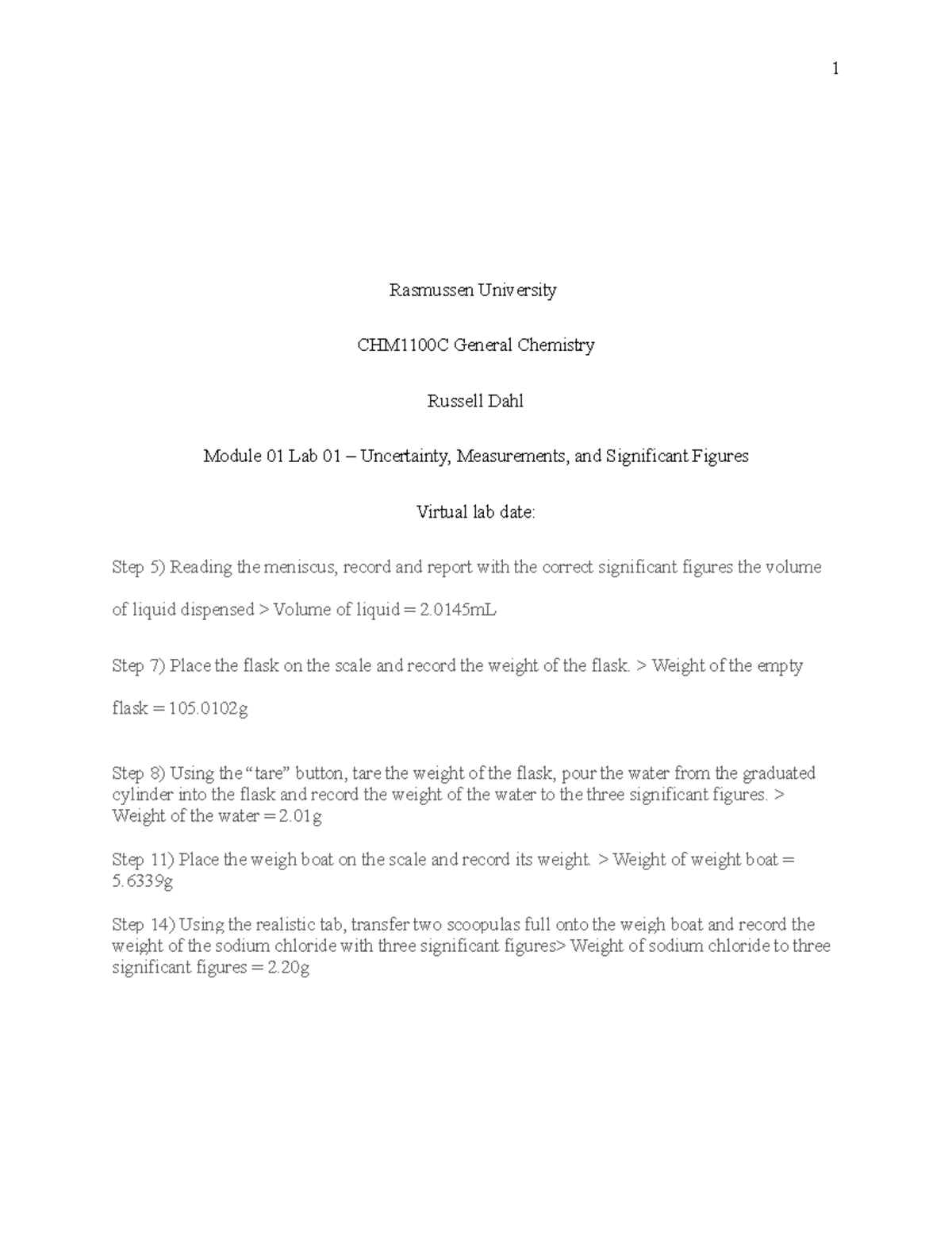 Module 01 Lab 01 - Uncertainty, Measurements, and Significant Figures ...