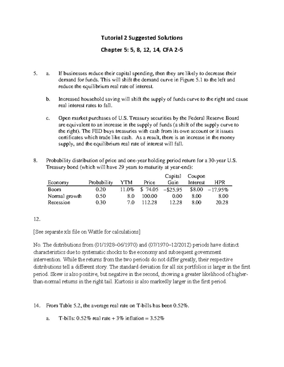 Tutorial 2 Solutions - Tutorial 2 Suggested Solutions Chapter 5: 5, 8 ...