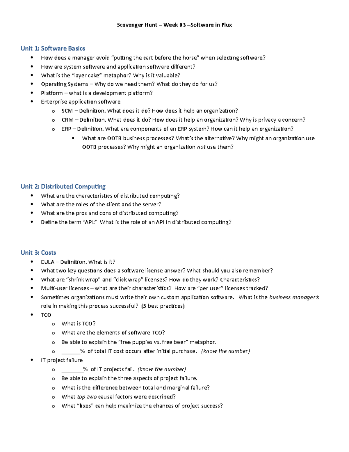 Scavenger Hunt 03-Software in Flux - Scavenger Hunt – Week 03 –Software ...