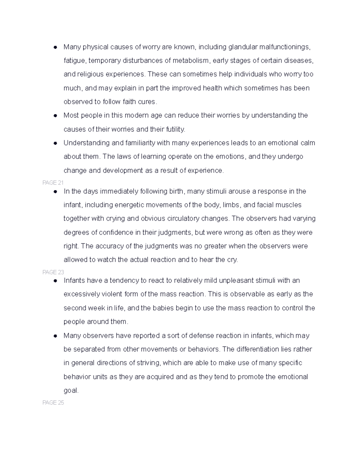 Psychology notes - Many physical causes of worry are known, including ...