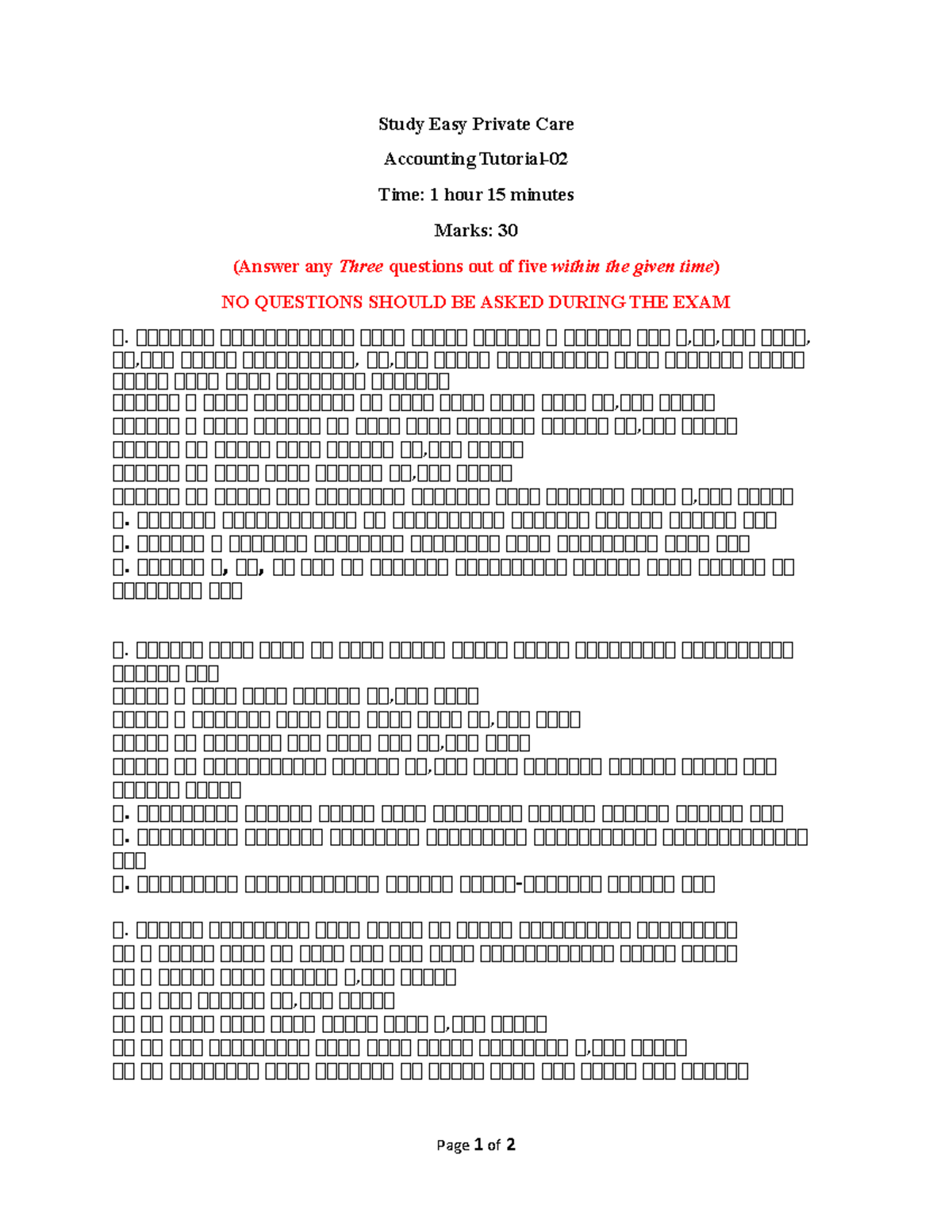 AC Tutorial 2 - Accounting question for HSC - Study Easy Private Care Accounting Tutorial- Time ...