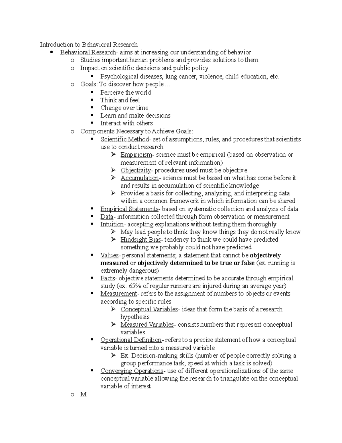 Introduction to Behavioral Research - o Goals: To discover how Perceive ...